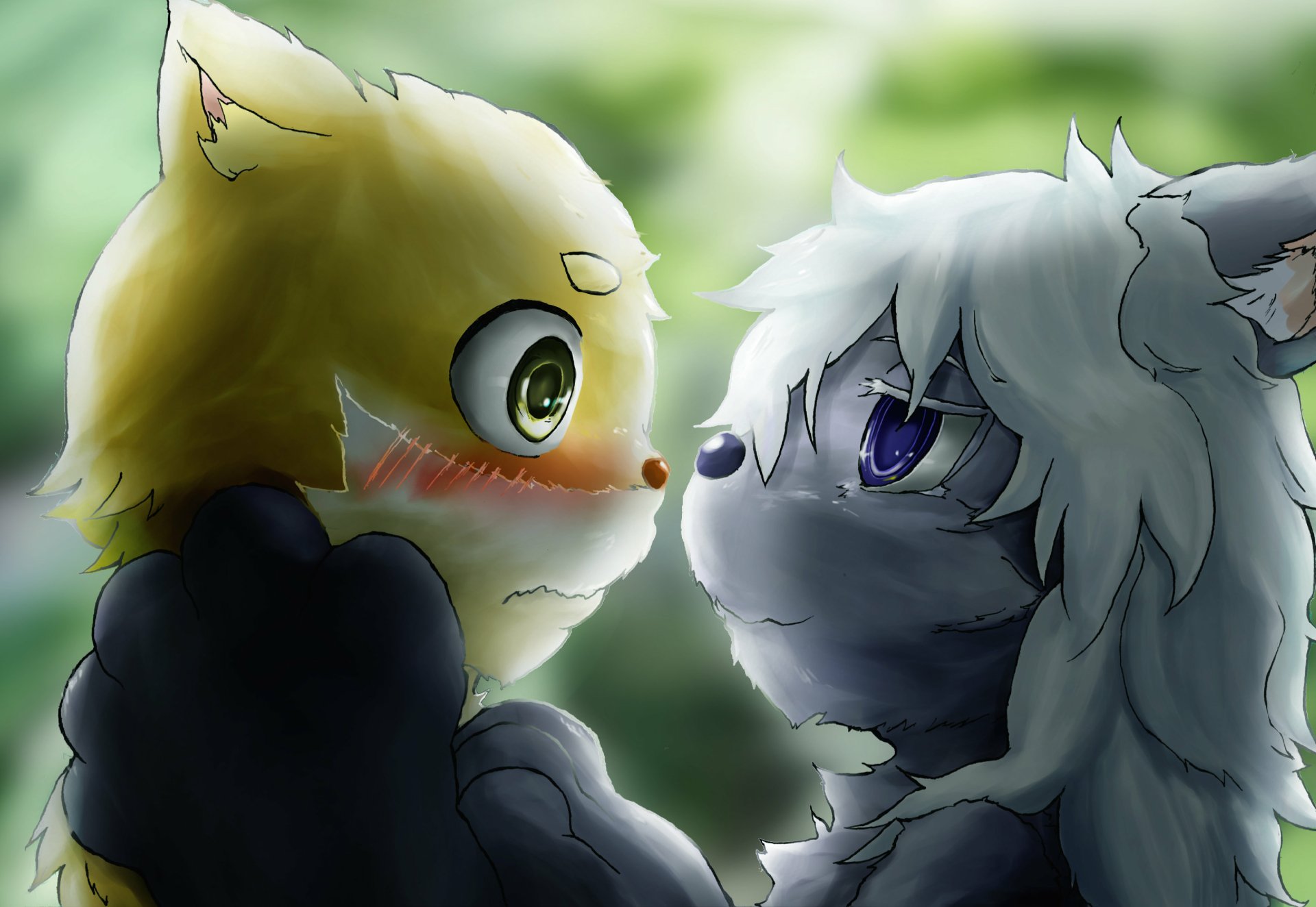 Original 2K Anime Cat Wallpaper — Forest Gaze by ステディオ