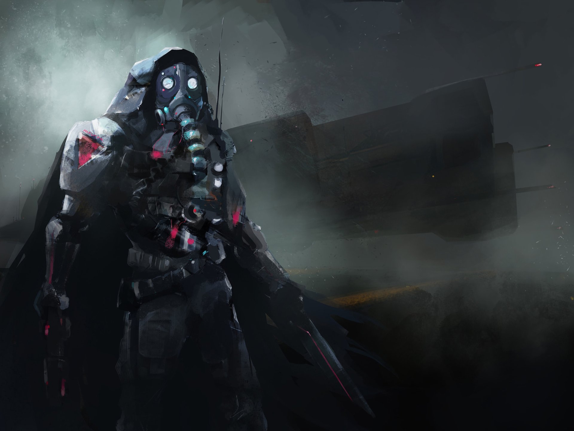 Download Gas Mask Sci Fi Warrior HD Wallpaper by Xavier Cuenca