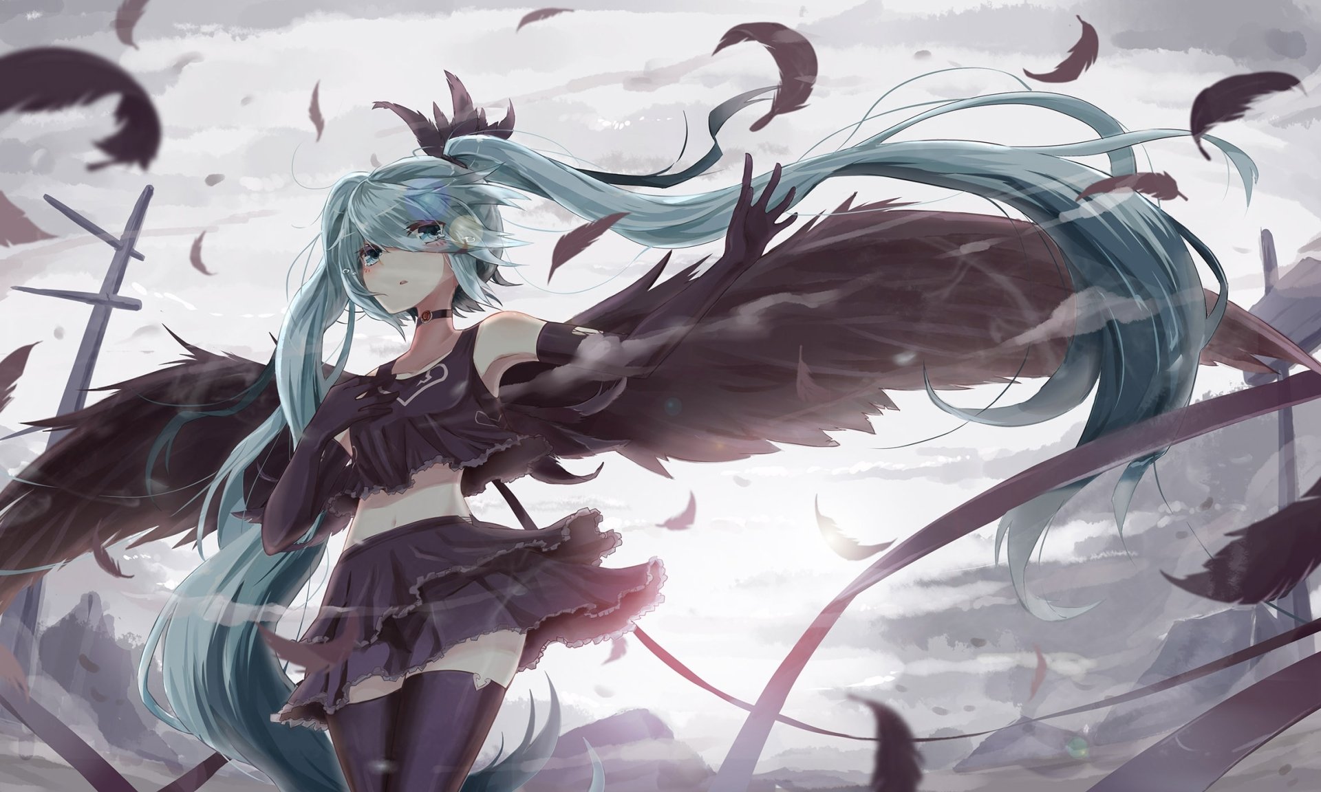 Download Fallen Angel Tears Feather Hatsune Miku Anime Vocaloid HD ...