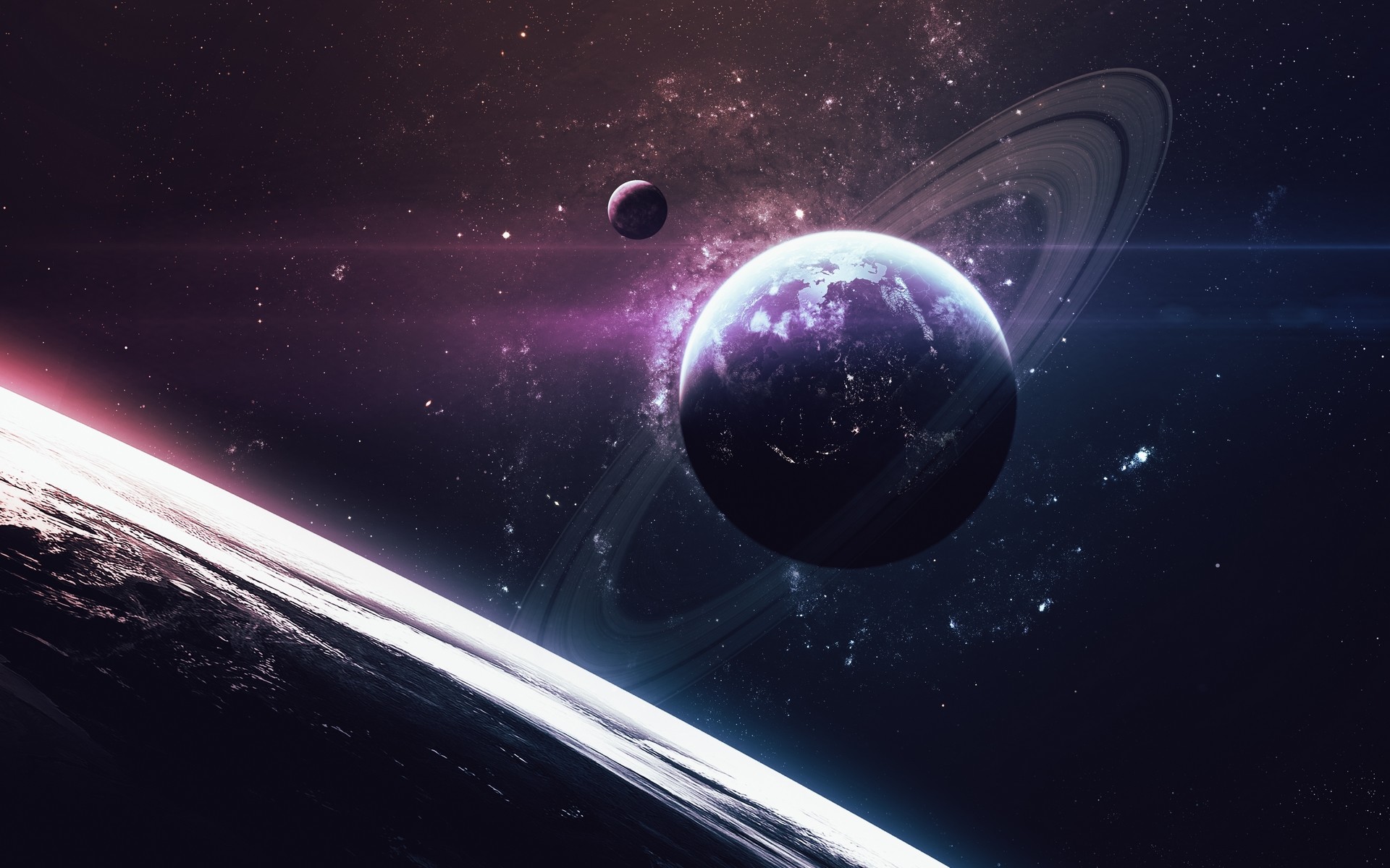 High Tec Alien Planets Wallpaper