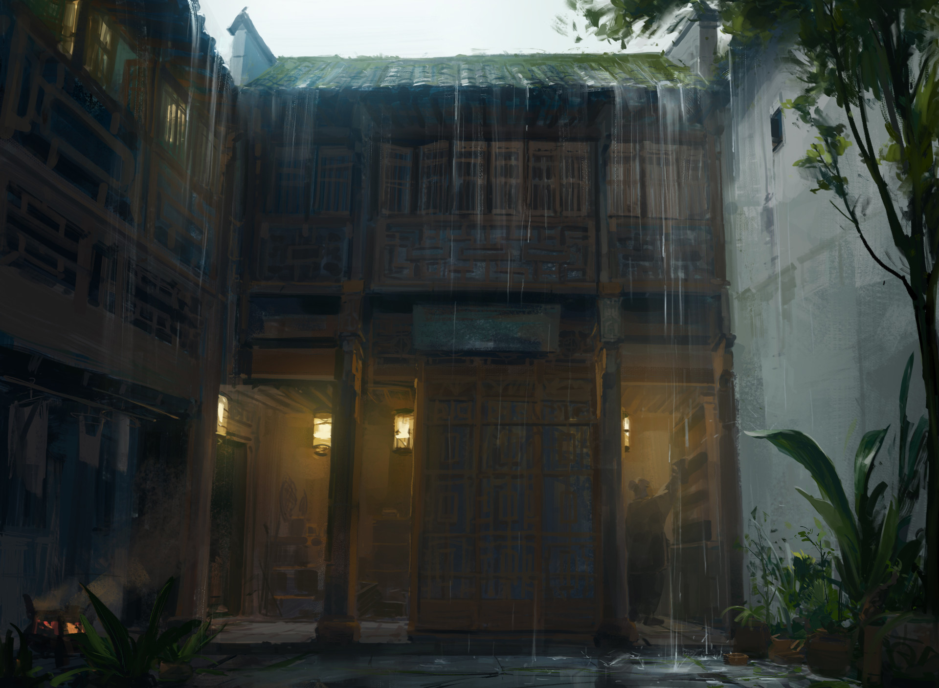 Download Fantasy Building HD Wallpaper by Wang Jie