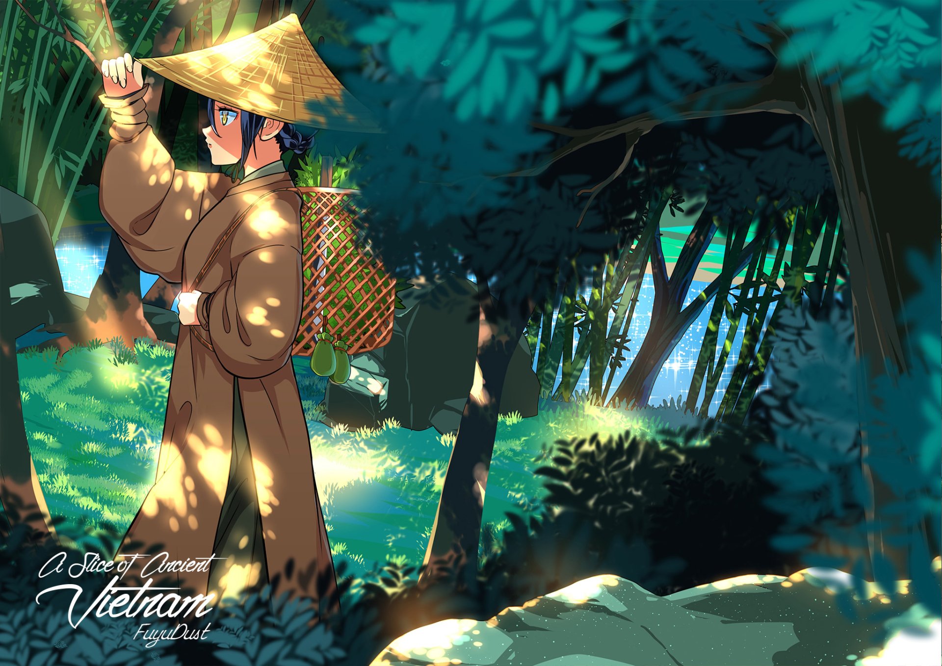 Download Forest Bamboo Anime Original Anime Forest HD Wallpaper by Tea Girl