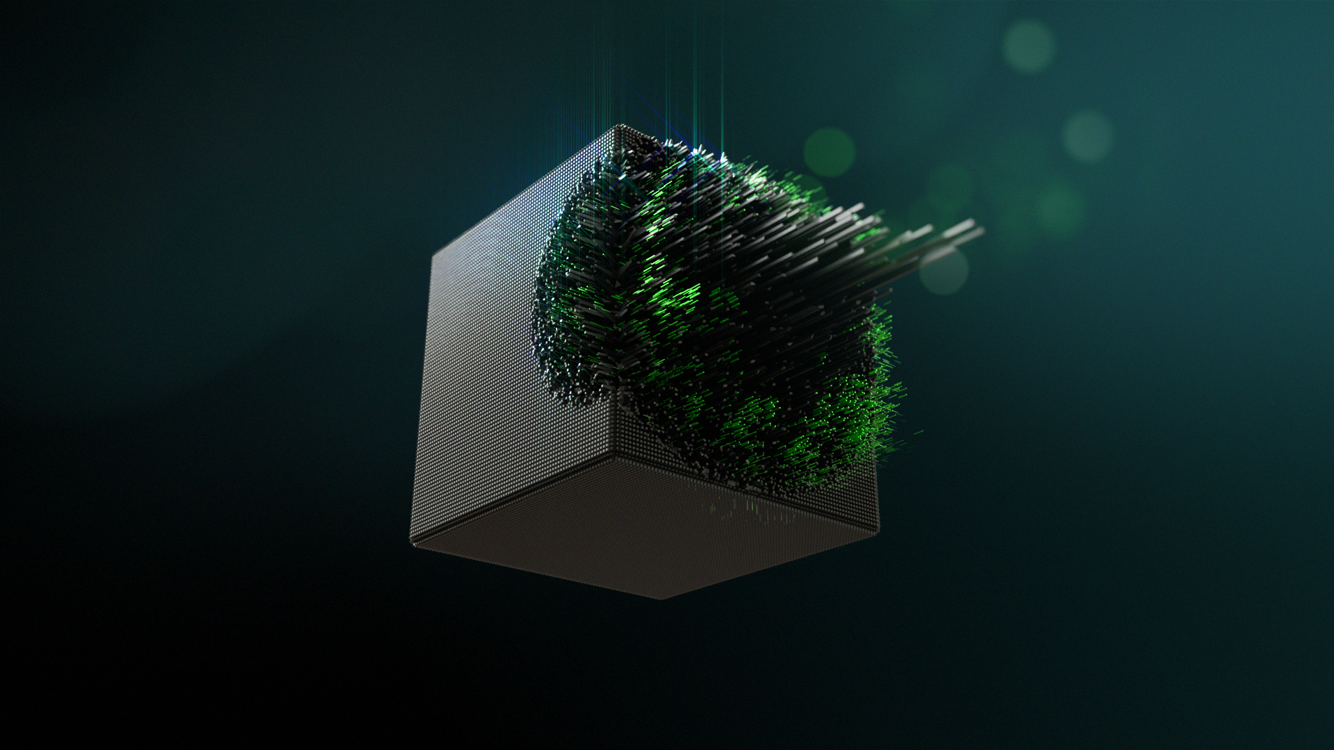 Abstract Cube: Dynamic HD Digital Sculpture Wallpaper