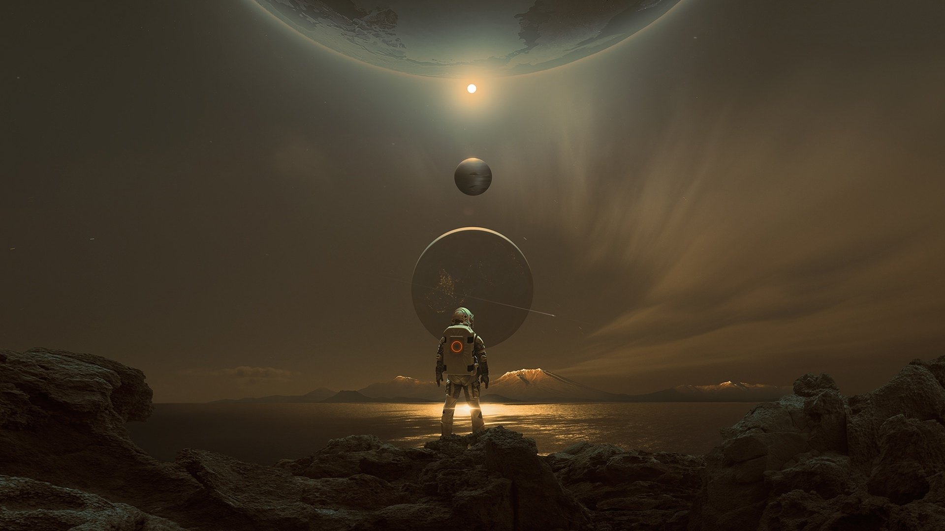 HD Sci-Fi Astronaut Exploring Distant Planets