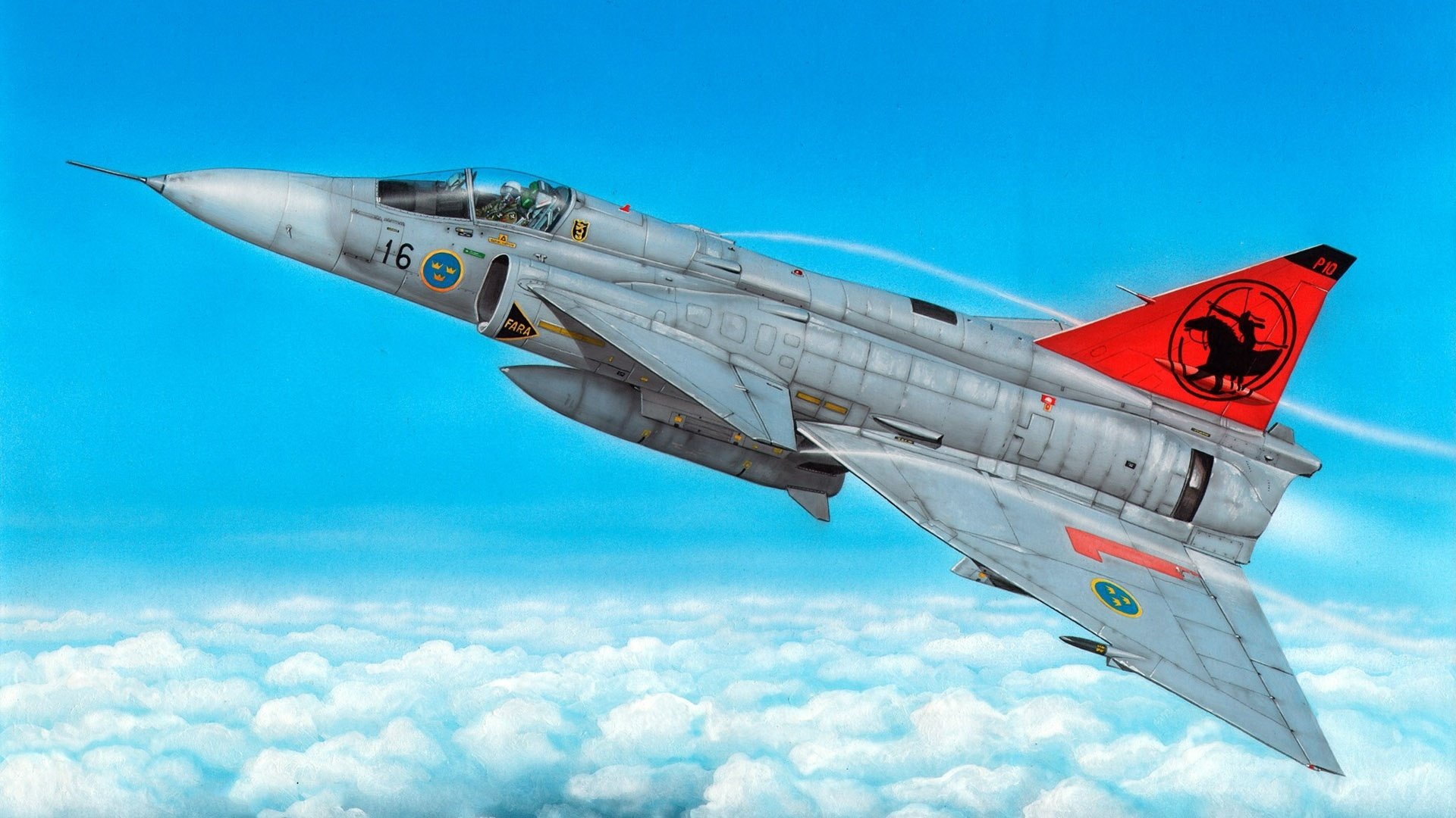 Download Warplane Aircraft Jet Fighter Military Saab 37 Viggen HD Wallpaper