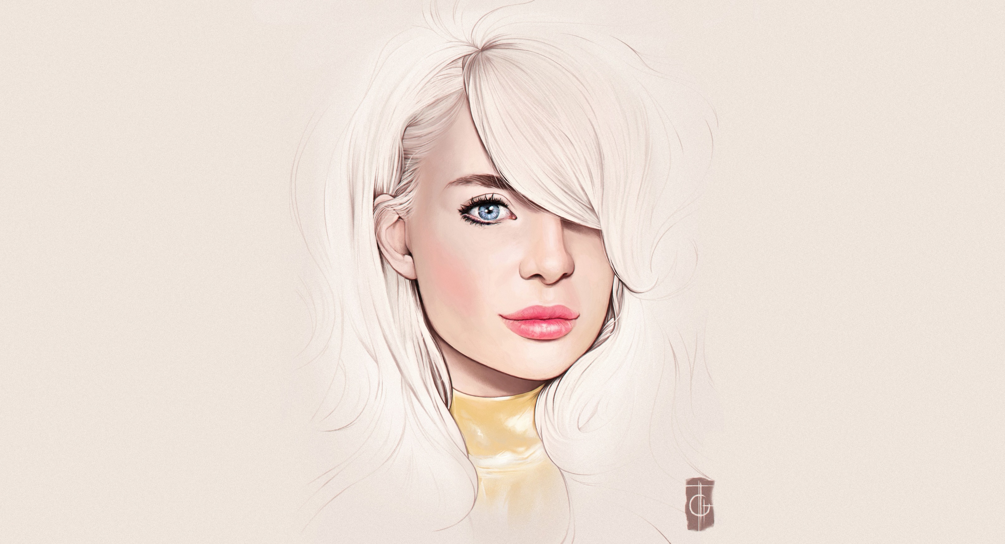 Download Blonde Portrait Woman Drawing HD Wallpaper by Rodney Amirebrahimi