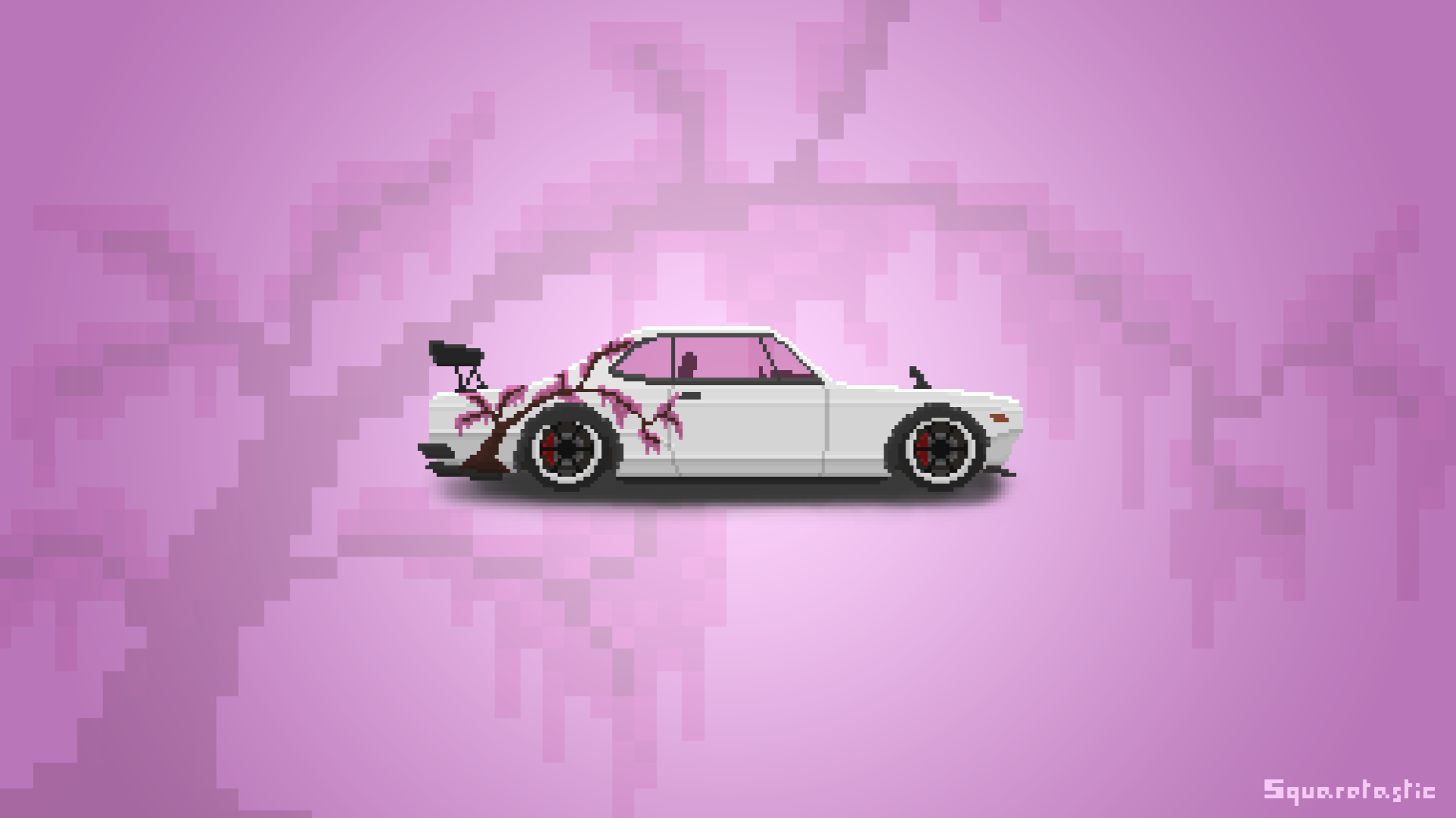 Pixel Bloom: Artistic HD Car Wall Art