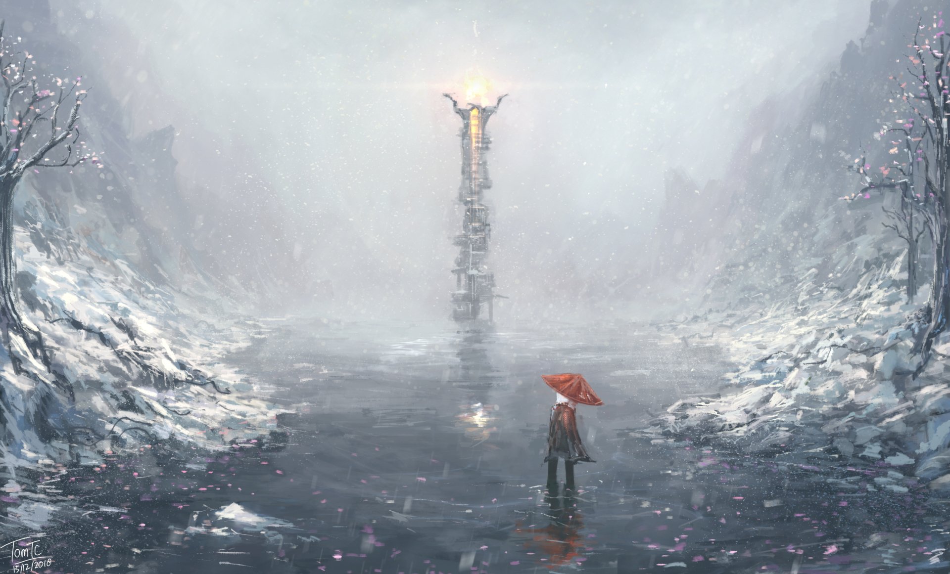 Download Beacon Winter Fantasy Landscape Fantasy Landscape HD Wallpaper ...