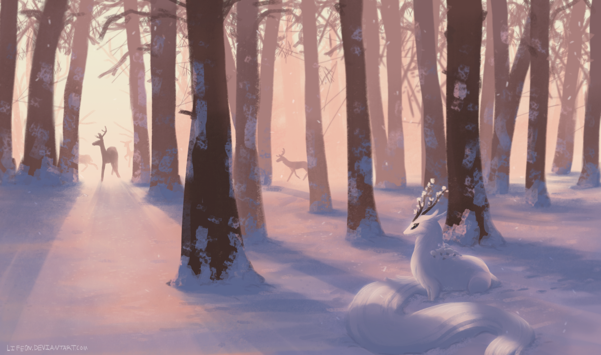 Winterwood Spirit — 2K Quad HD Fantasy Animal Wallpaper by Brittini A ...