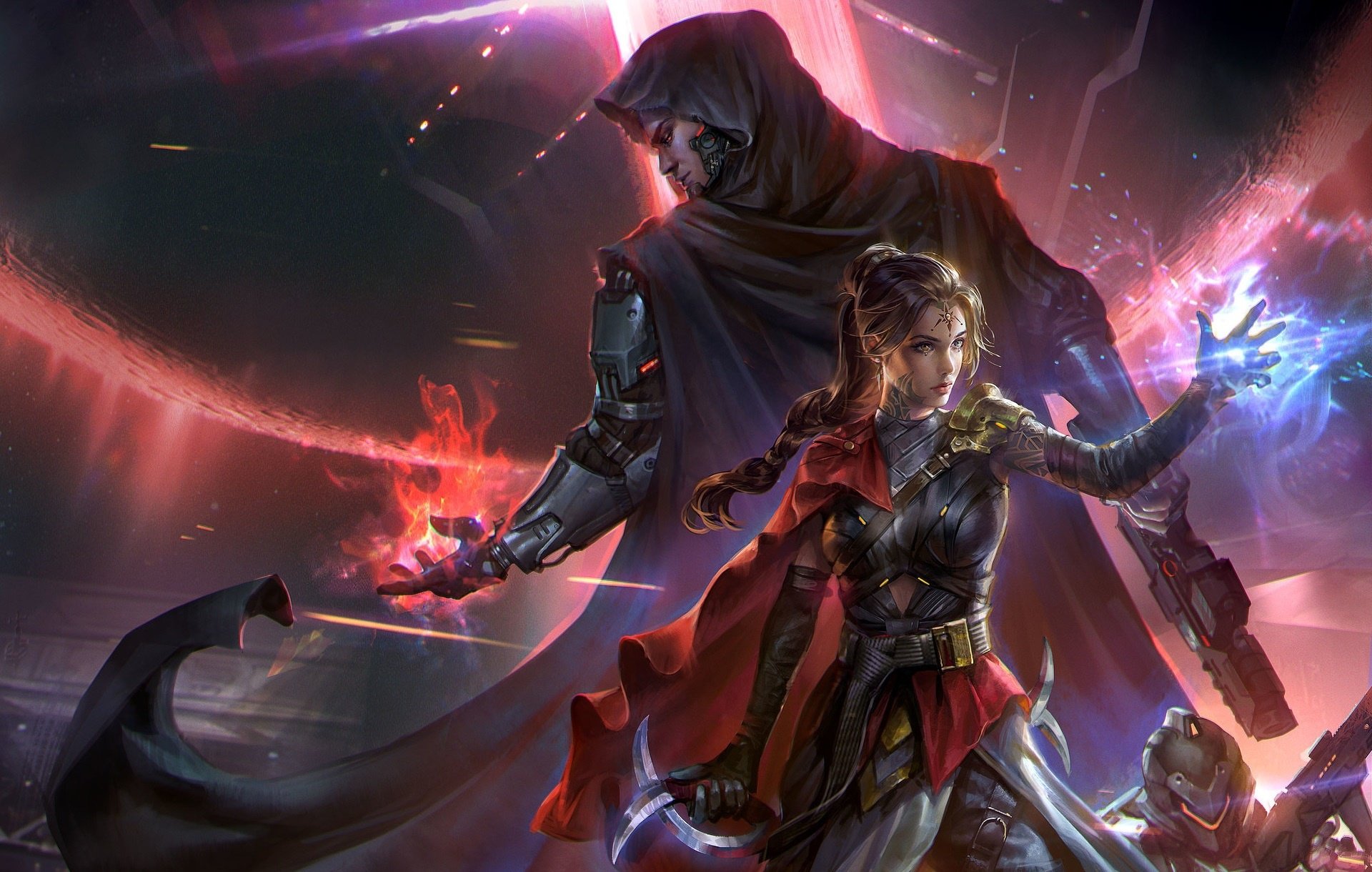 Cyber Mage Warrior: Hooded Sci-Fi Fighter with Magic and Ponytail by ...